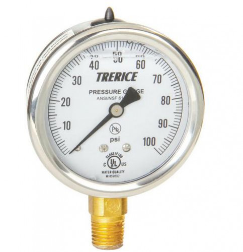 TRERICE Pressure Gauge Liquid Gauge 4" -30-0-300 psi. model.D82 #7637057
