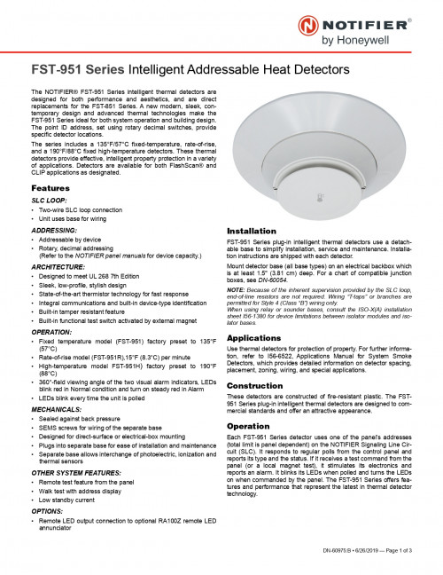 NOTIFIER FST-951-IV Intelligent Addressable Thermal detector,Fixed Temp ...