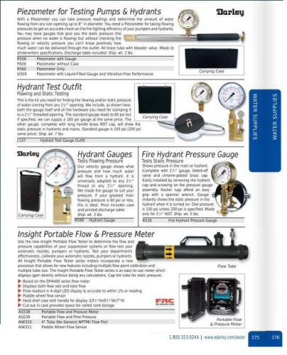 DARLEY เครื่องมือวัดอัตราการไหลหัวจ่ายน้ำดับเพลิง Piezometer Hydrant ...