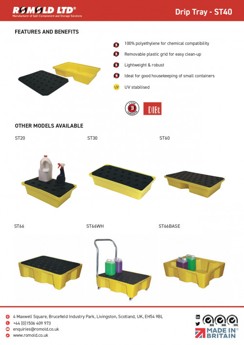 ROMOLD ST40 Minibund Spill Tray Capacity 43 litre.พาเลทรองถังสารเคมี ...